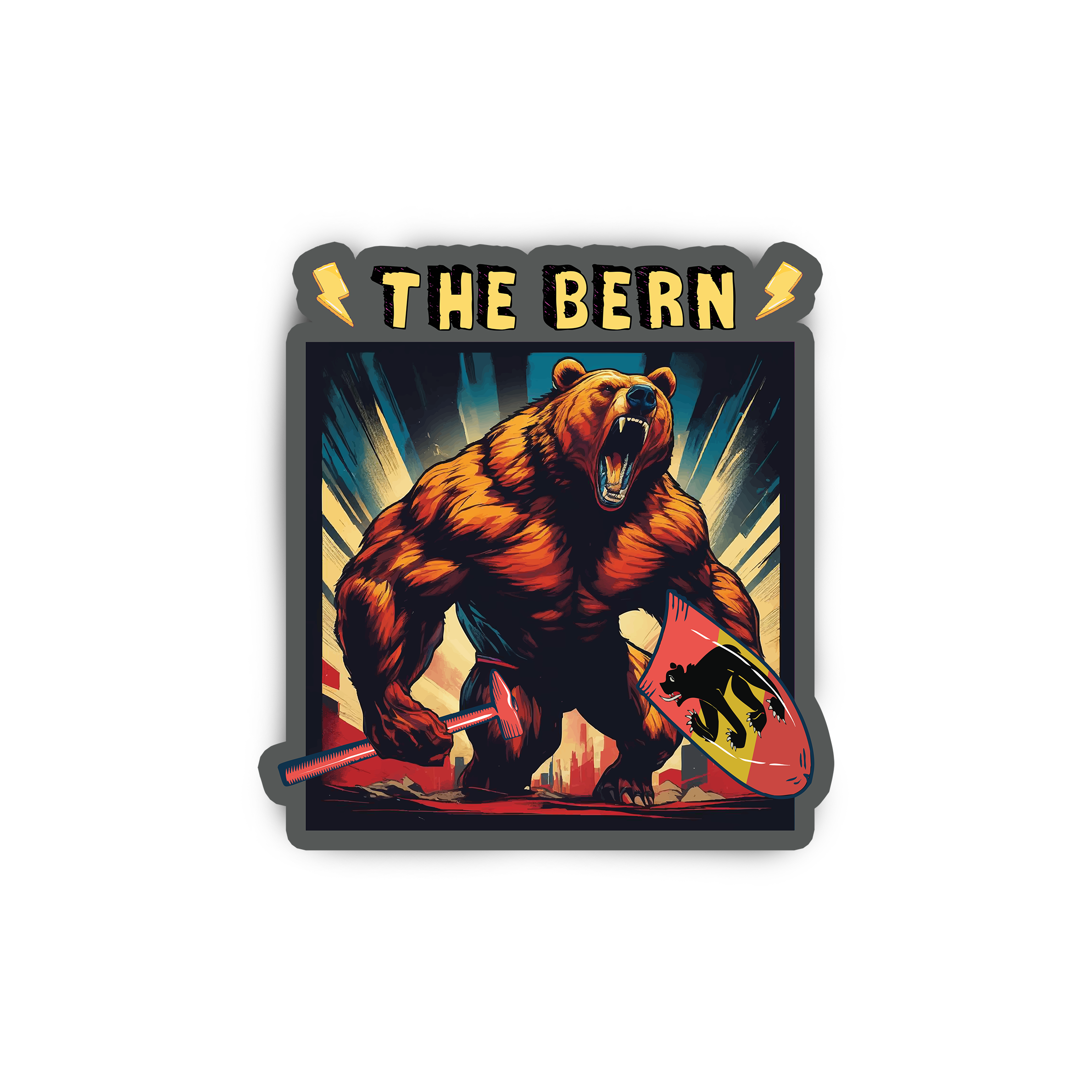 The Bern Super Hero Bear Sticker – Surf, Wind and Fire